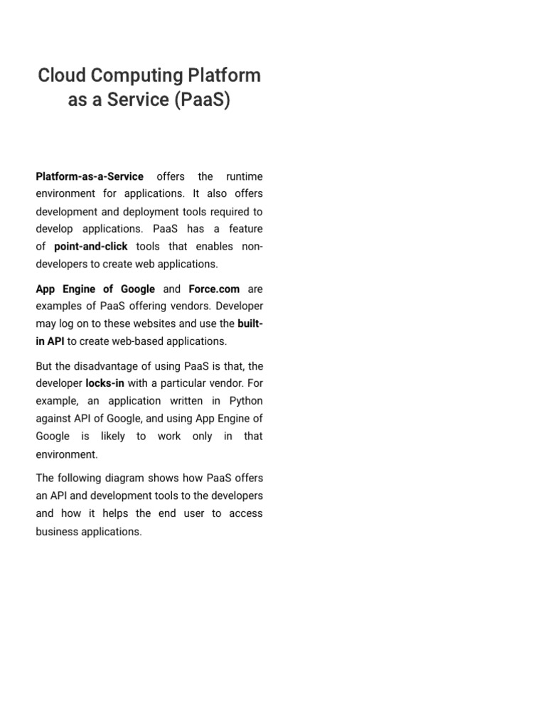 Cloud Computing Platform As A Service (PaaS) | PDF | Cloud Computing | Platform As A Service