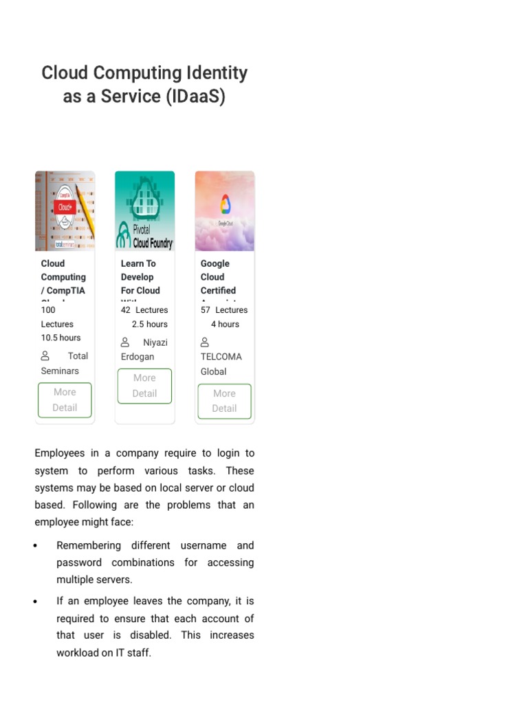 Cloud Computing Identity As A Service (IDaaS) | PDF | Information Technology Management | Cybercrime