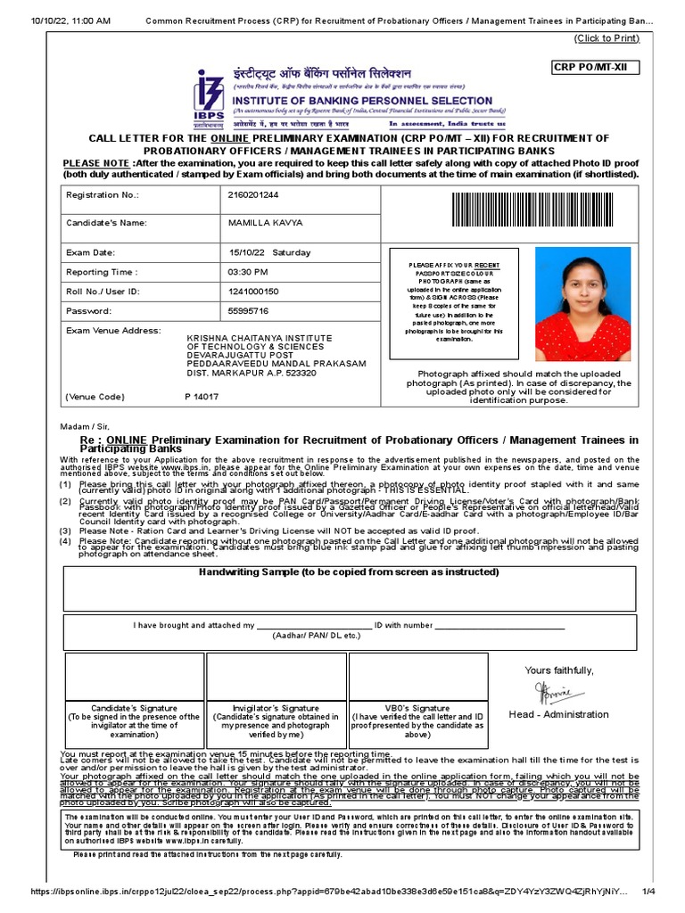 Common Recruitment Process (CRP) For Recruitment of Probationary Officers - Management Trainees ...