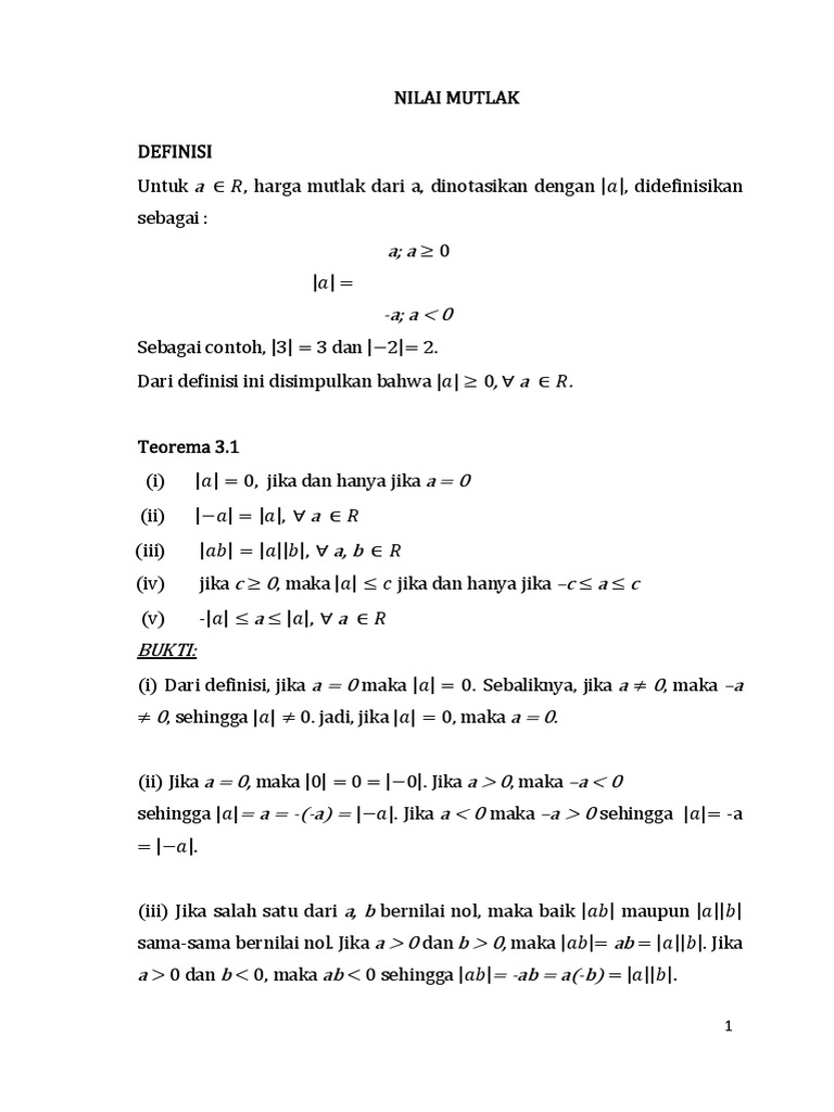 Nilai Mutlak | PDF