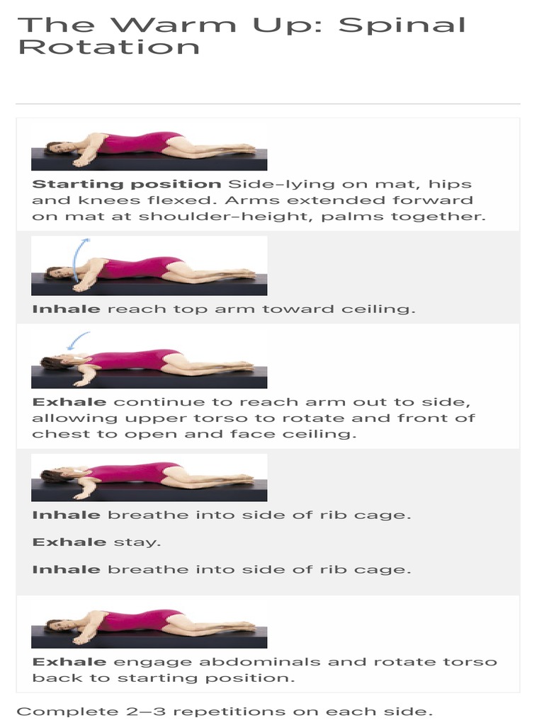STOTT PILATES Warm Up Spinal Rotation Merrithew® | PDF | Career ...