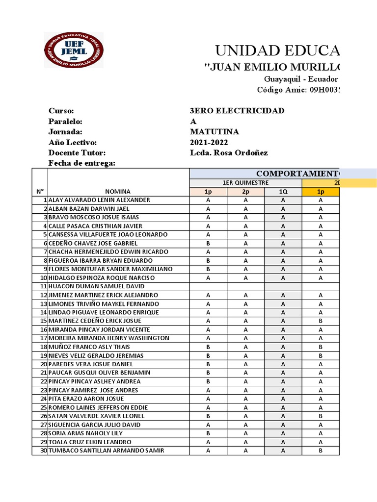 Comportamiento 3ero Electricidad | PDF