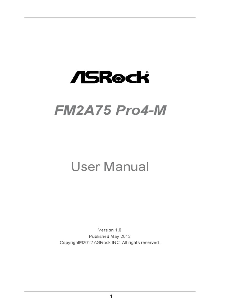 FM2A75 Pro4-M | PDF | Bios | Hdmi