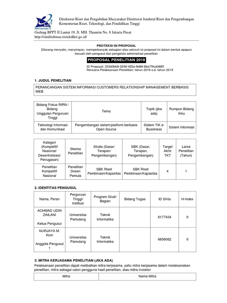 Contoh Contoh Proposal Penelitian Yang Lolos Dosen Pemula PDP Tahun ...