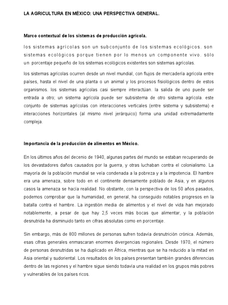 La Agricultura en México | PDF | Agricultura | México