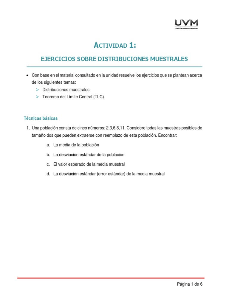Actividad1 - Estadistica Inferencial | PDF | Muestreo (Estadísticas) | Media