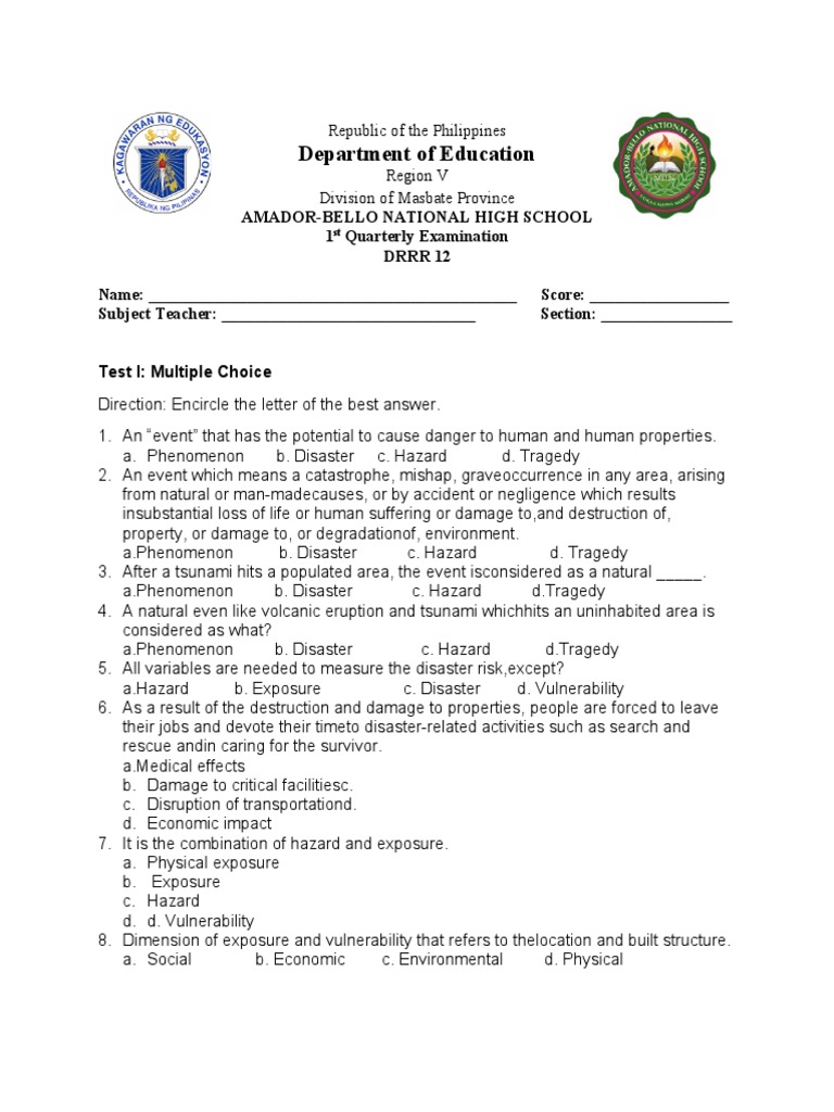 DRRR G12 | PDF | Hazards | Risk