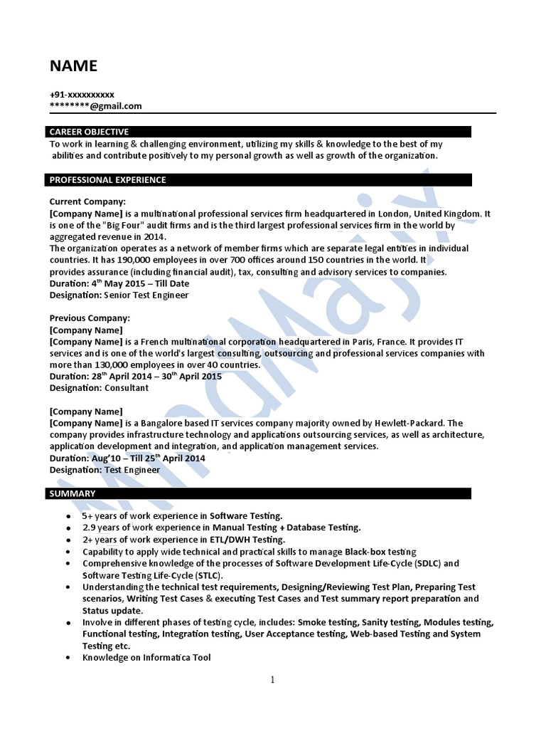 ETL Testing Resume 11 | PDF | Data Warehouse | Business ETL Testing Resume 11 | PDF | Data Warehouse | Business