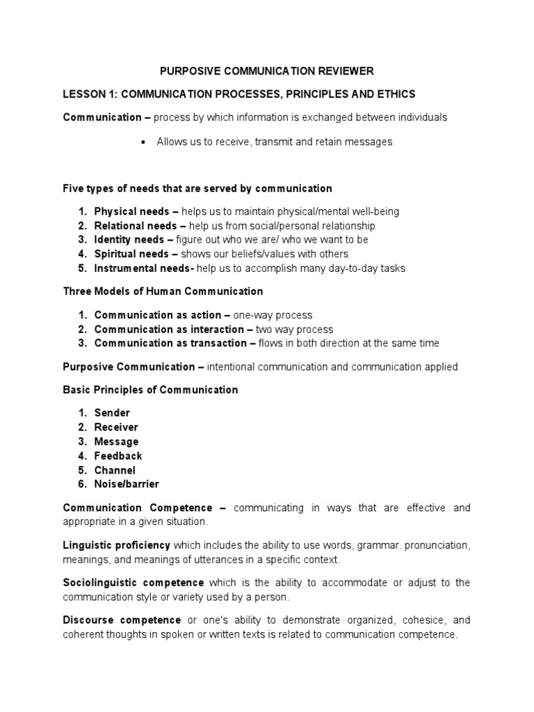 Purposive Communication Reviewer | Download Free PDF | Communication ...