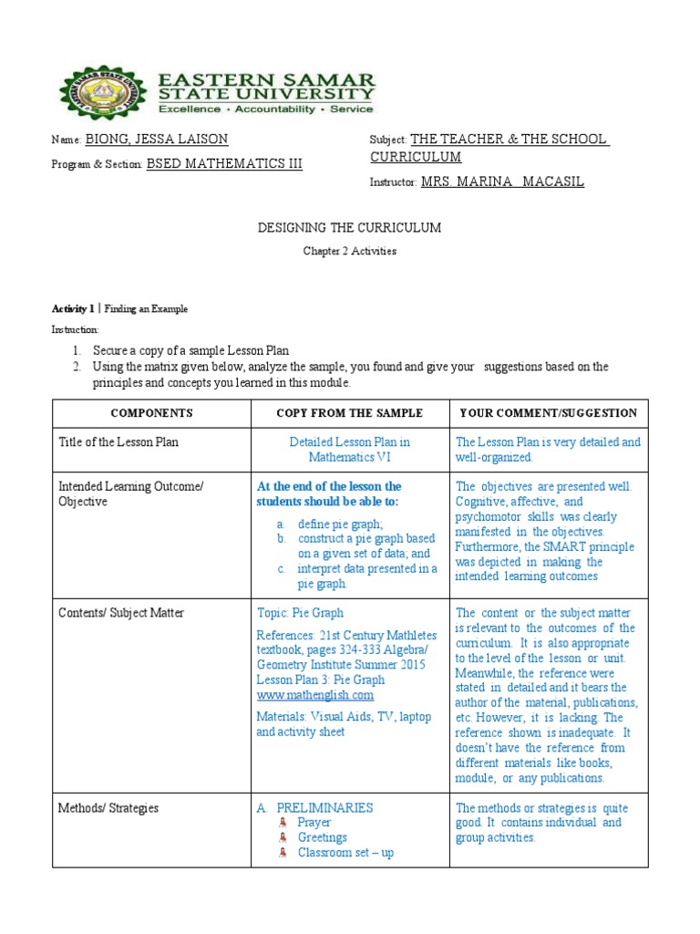 Designing The Curriculum | PDF