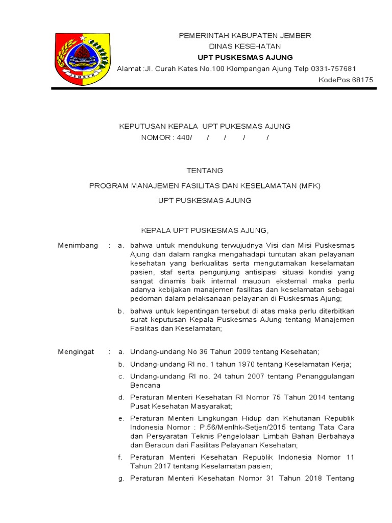 SK MFK Puskesmas | PDF