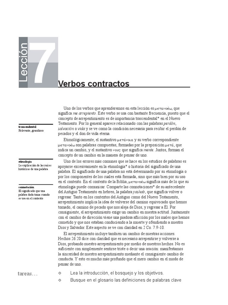 Lección 7 Verbos Contractos 128-140 | PDF | Verbo | Gramática
