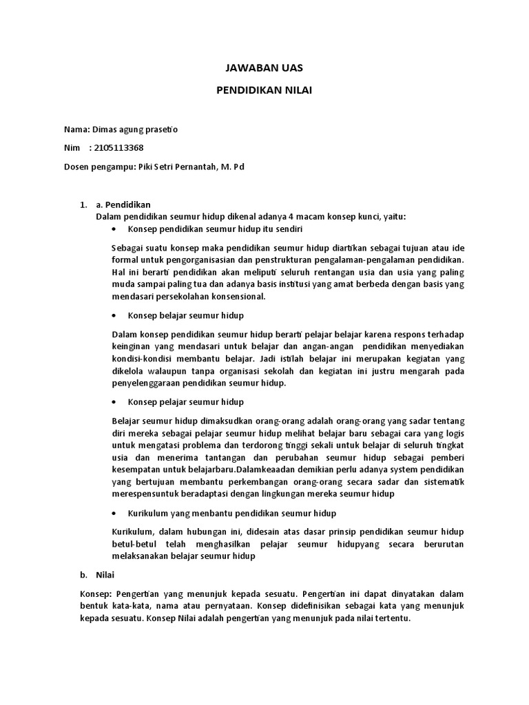 UAS Pendidikan Nilai | PDF