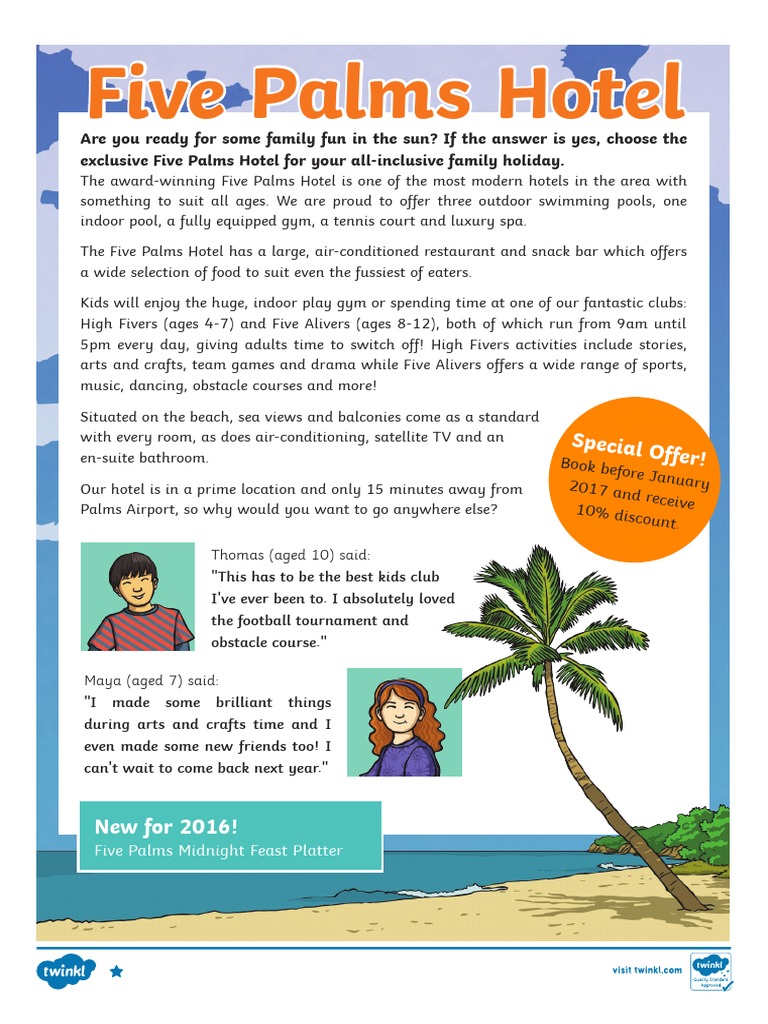 Persuasive Hotel Advertisement Writing Sample | PDF | Hotel
