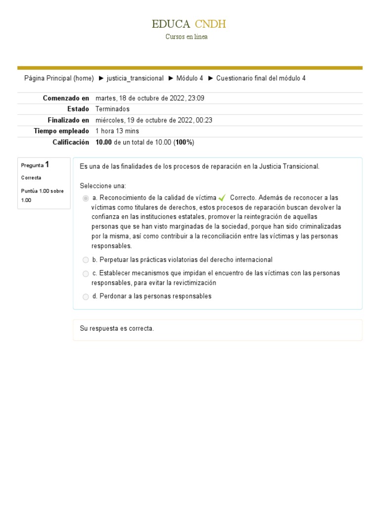 Cuestionario Final Del Módulo 4 TEMA 4 (BUENA) | PDF | Violación | Violencia