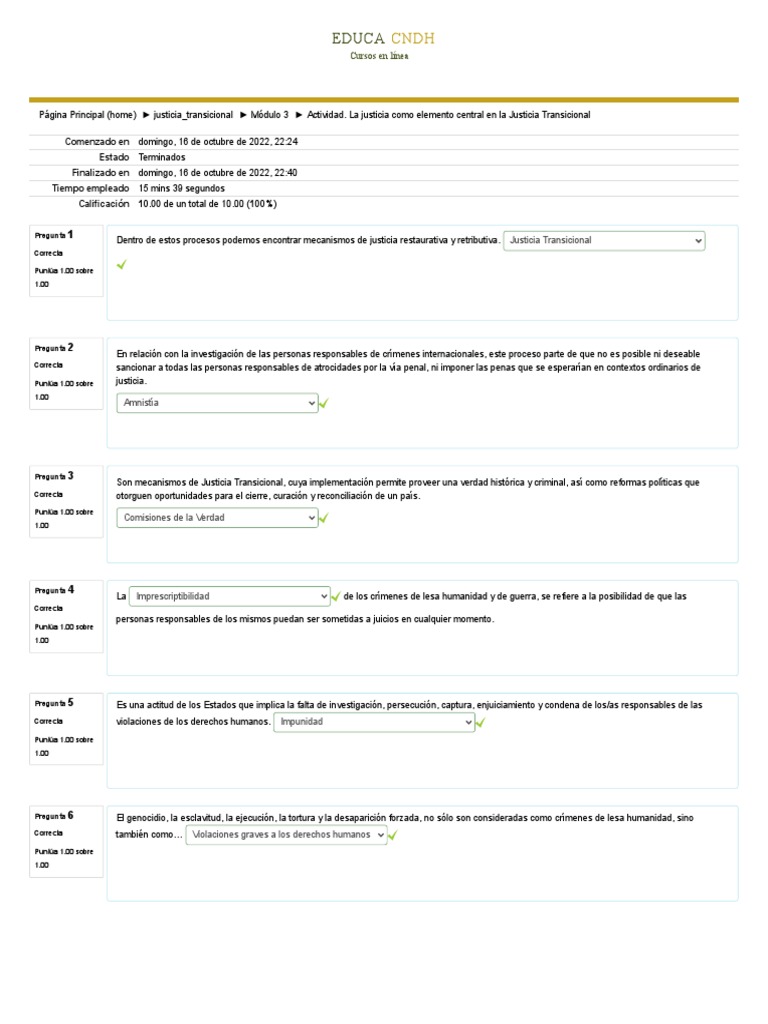 Actividad. La Justicia Como Elemento Central en La Justicia Transicional (Tema 4-Modulo 3) | PDF ...