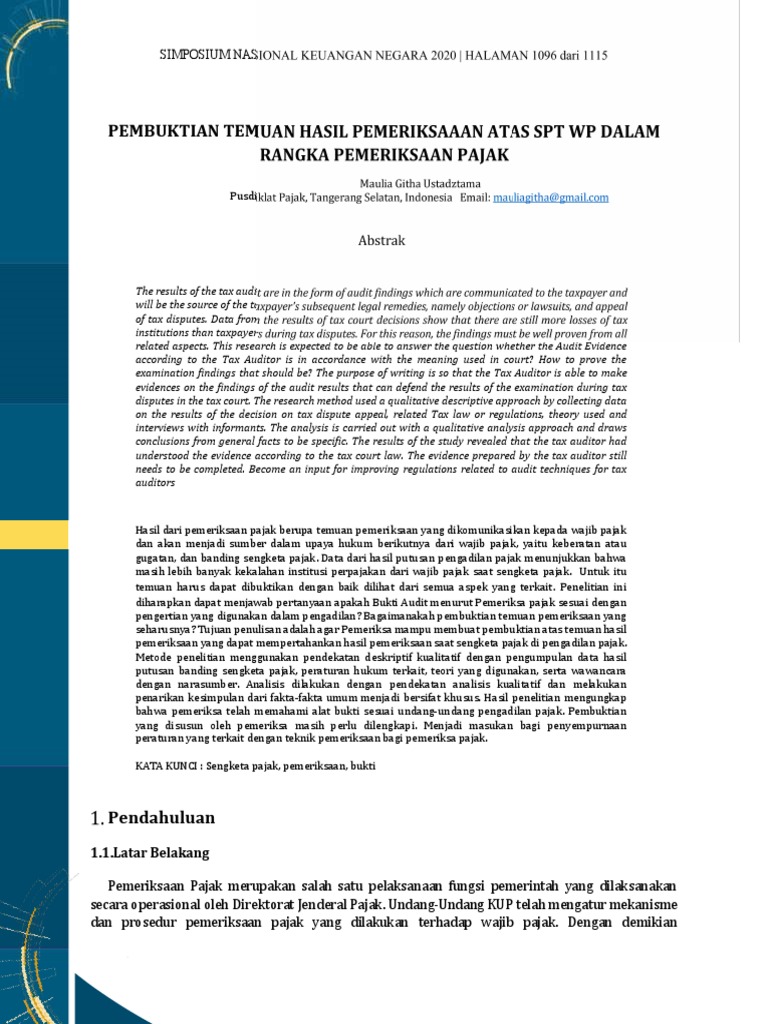 Pembuktian Temuan Pemeriksaan Pajak | PDF