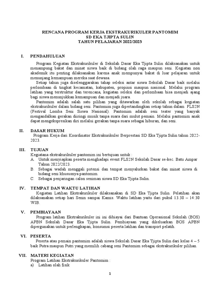 Program Pantomim | PDF