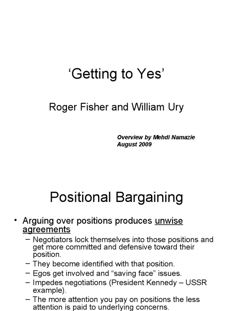 Getting To Yes Overview - MehdiNamazie | PDF | Negotiation | Landlord