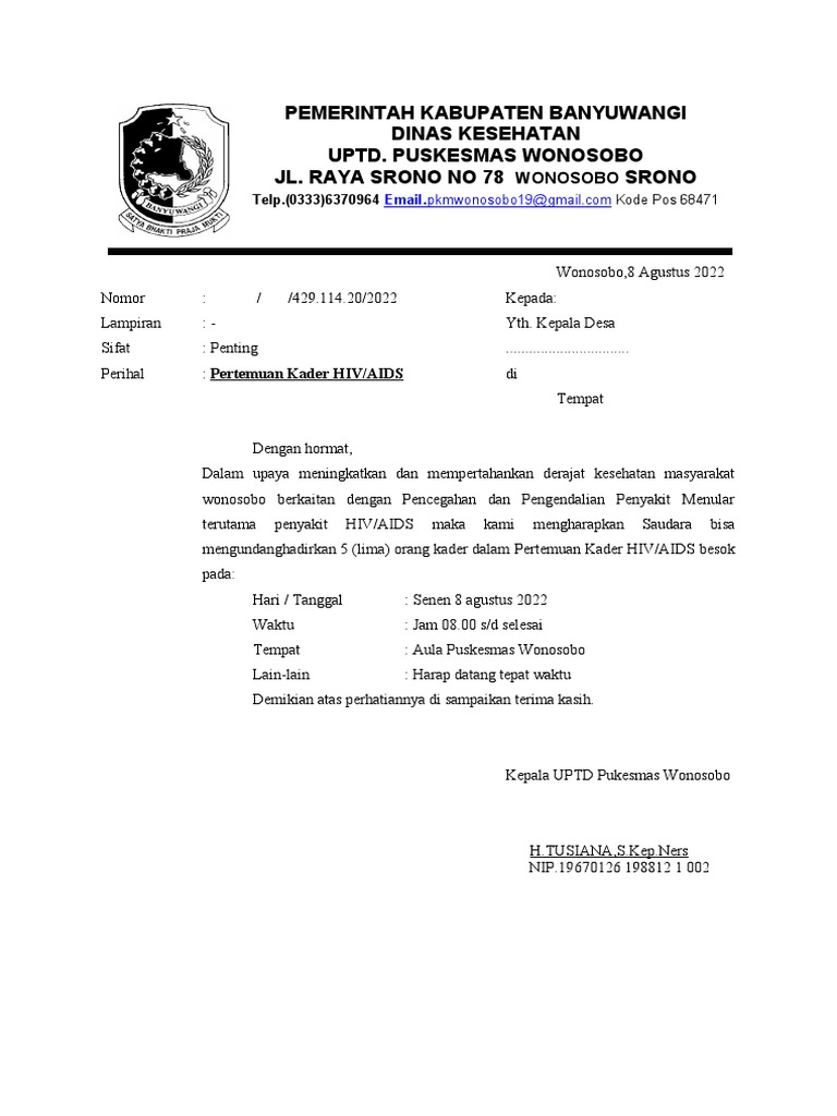 SURAT Pertemuan KADER 2022 | PDF