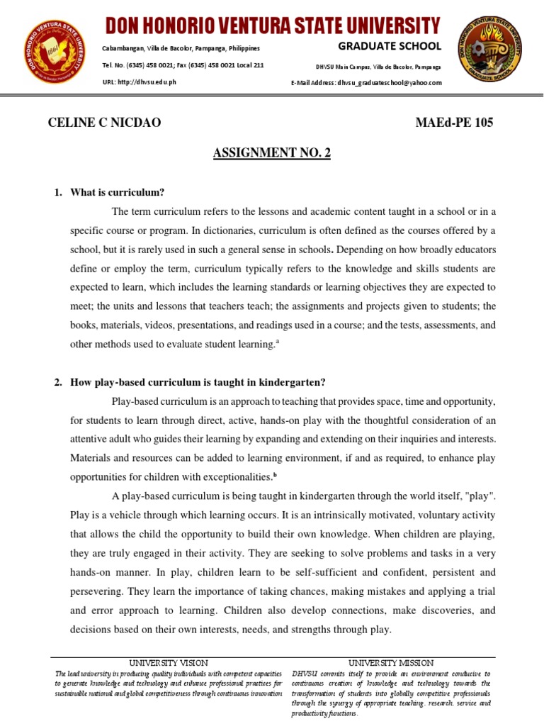ASSIGNMENT July24 CELINE NICDAO 1C | PDF | Curriculum | Physical Education
