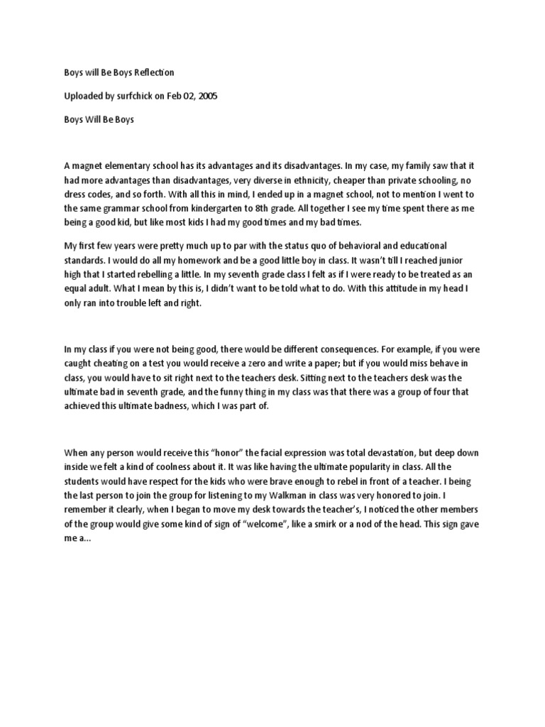 Boys Will Be Boys Reflection | PDF