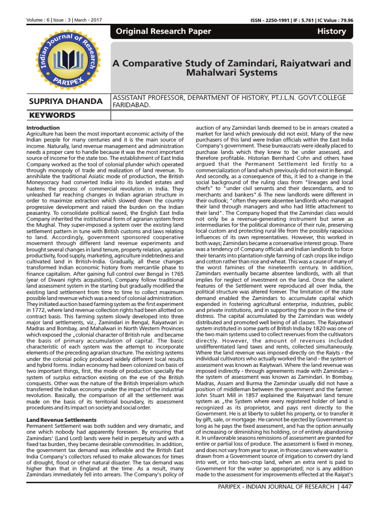 Comparative Study of Land Revenue Systems | PDF | Leasehold Estate ...