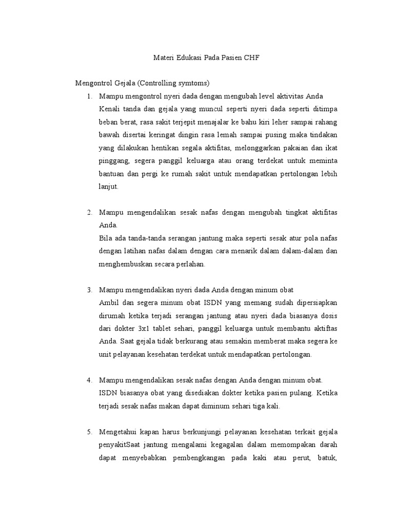 Materi Edukasi Pada Pasien CHF | PDF