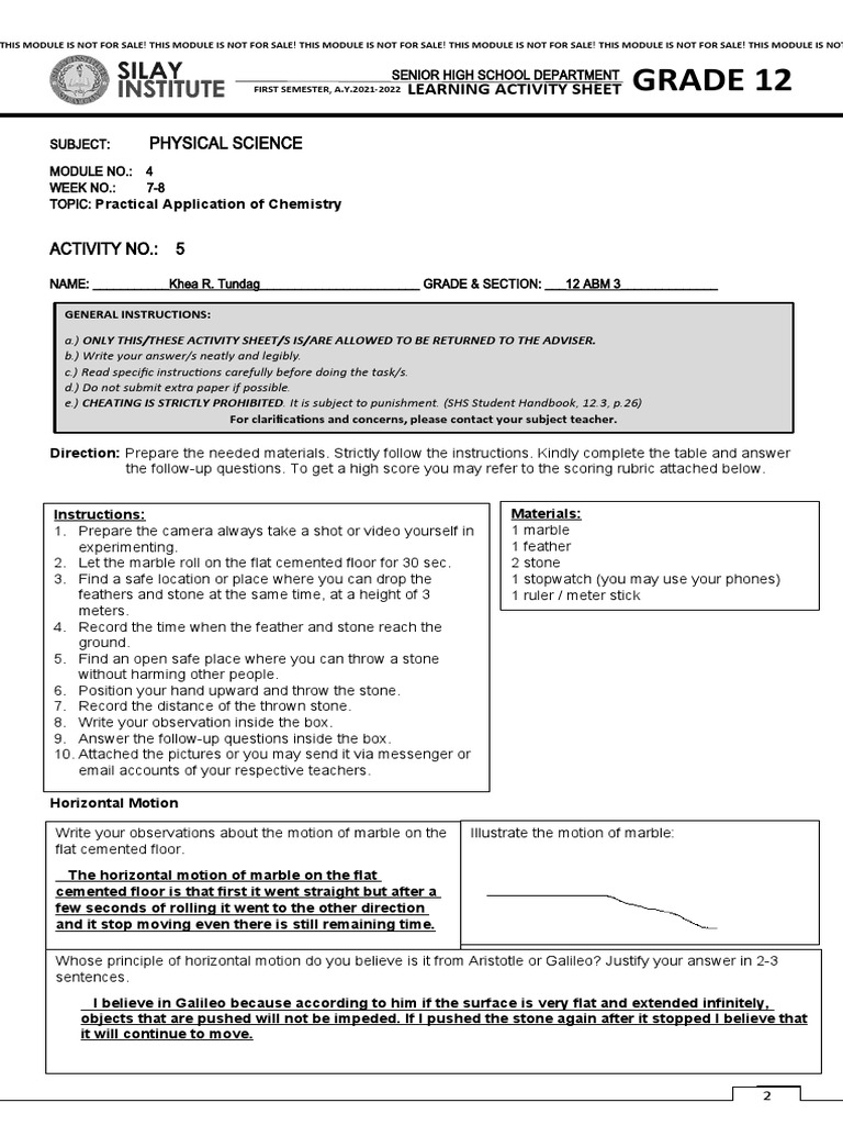 GR12 Physical Science Week 7 8 Physics | PDF | Data | Data Analysis