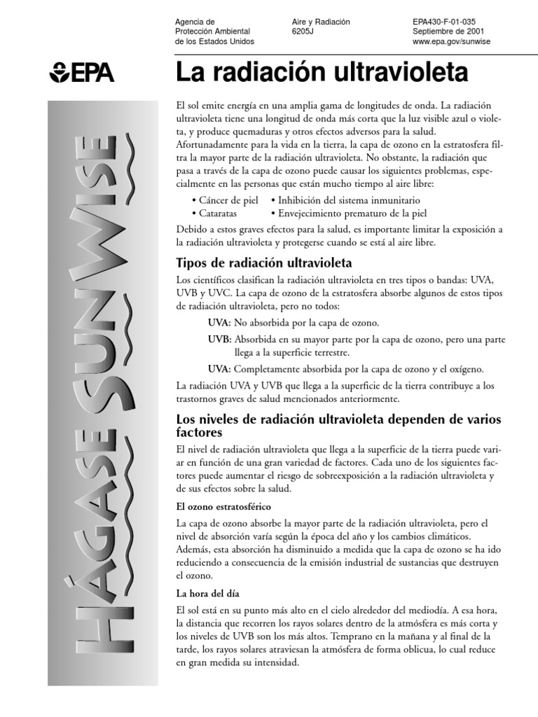 Efectos de la radiación UV en la piel | PDF | Ultravioleta | Ozono