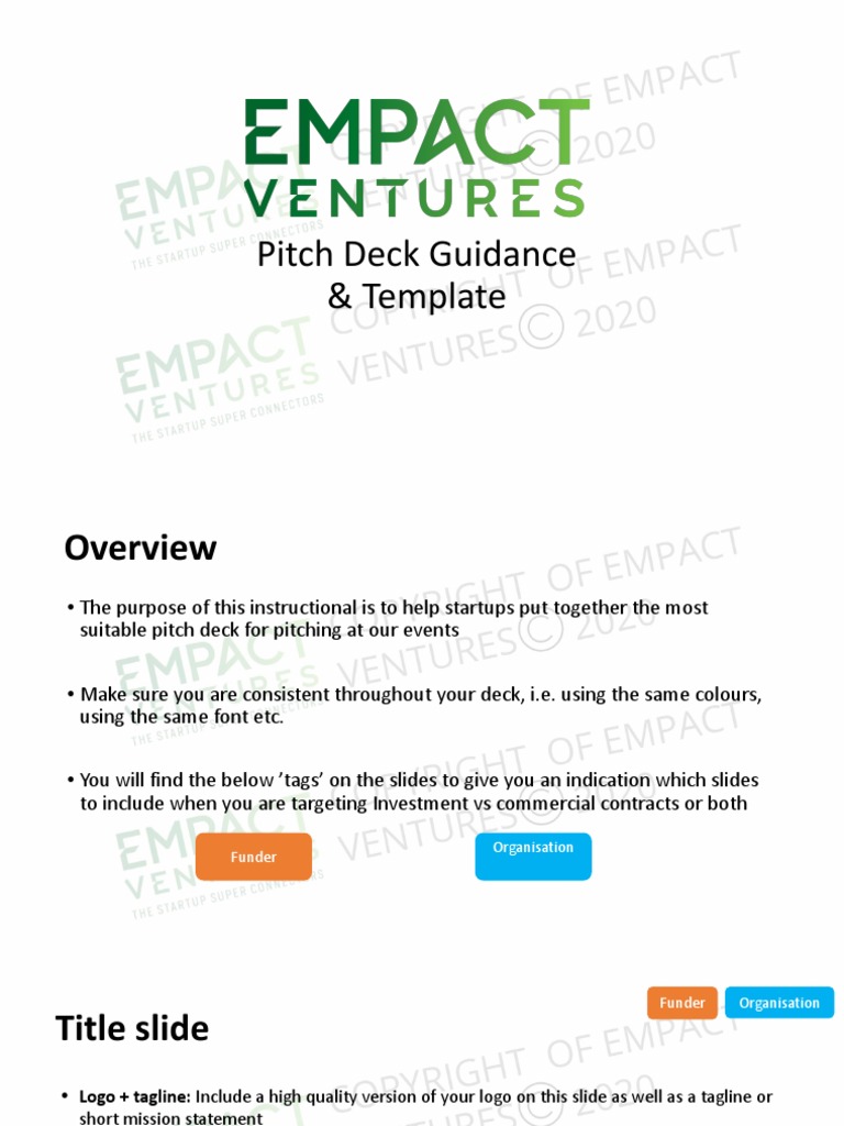 Empact Standard Pitch Deck Template Guidance | PDF | Subscription ...