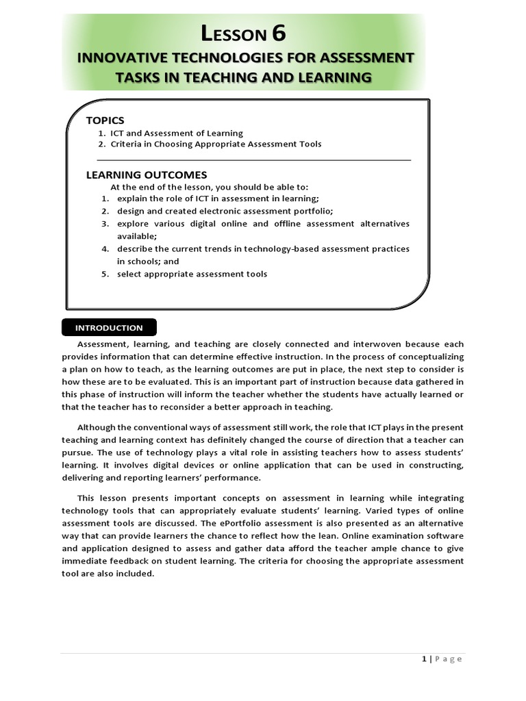Innovative Technologies for Assessment | PDF | Educational Assessment | Educational Technology