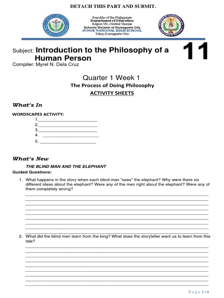 q1 - w1 - Activity Sheets - Introduction To Philosophy-Answersheets ...