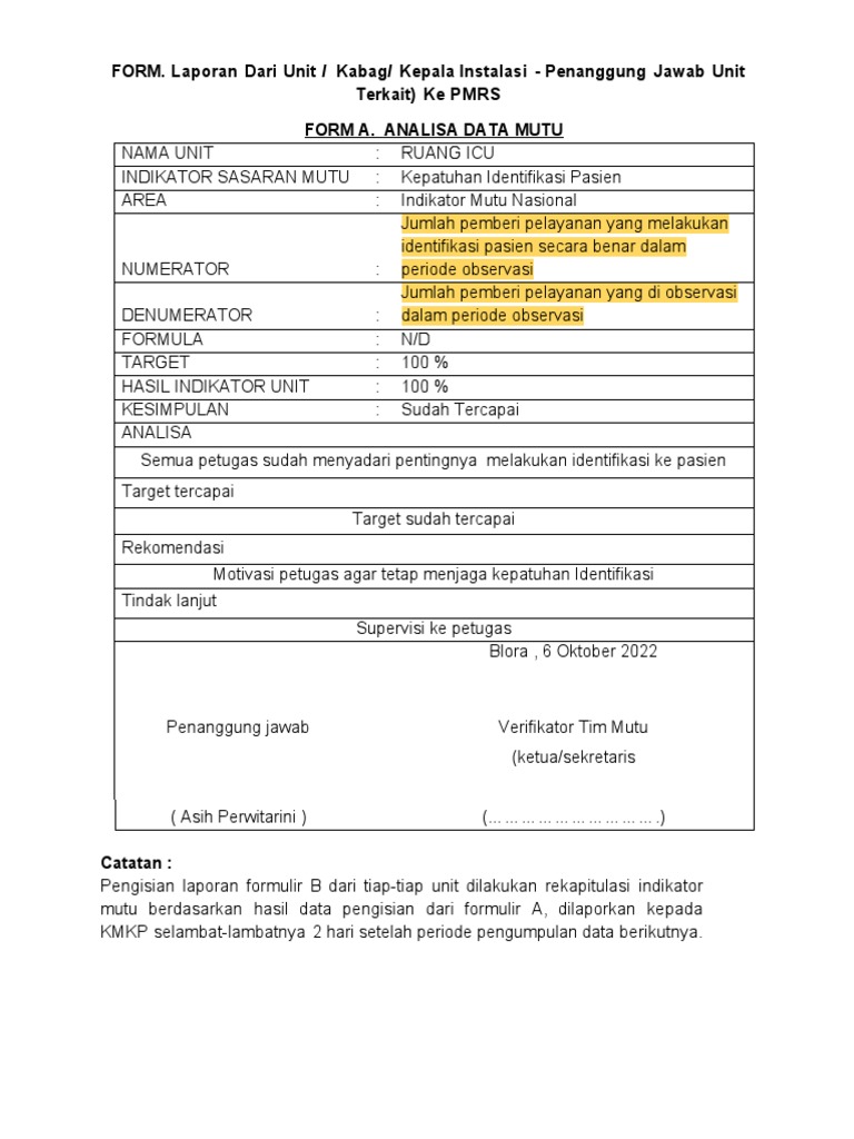 Laporan Analisis Mutu Ruang ICU | PDF | Komputer | Teknologi & Rekayasa