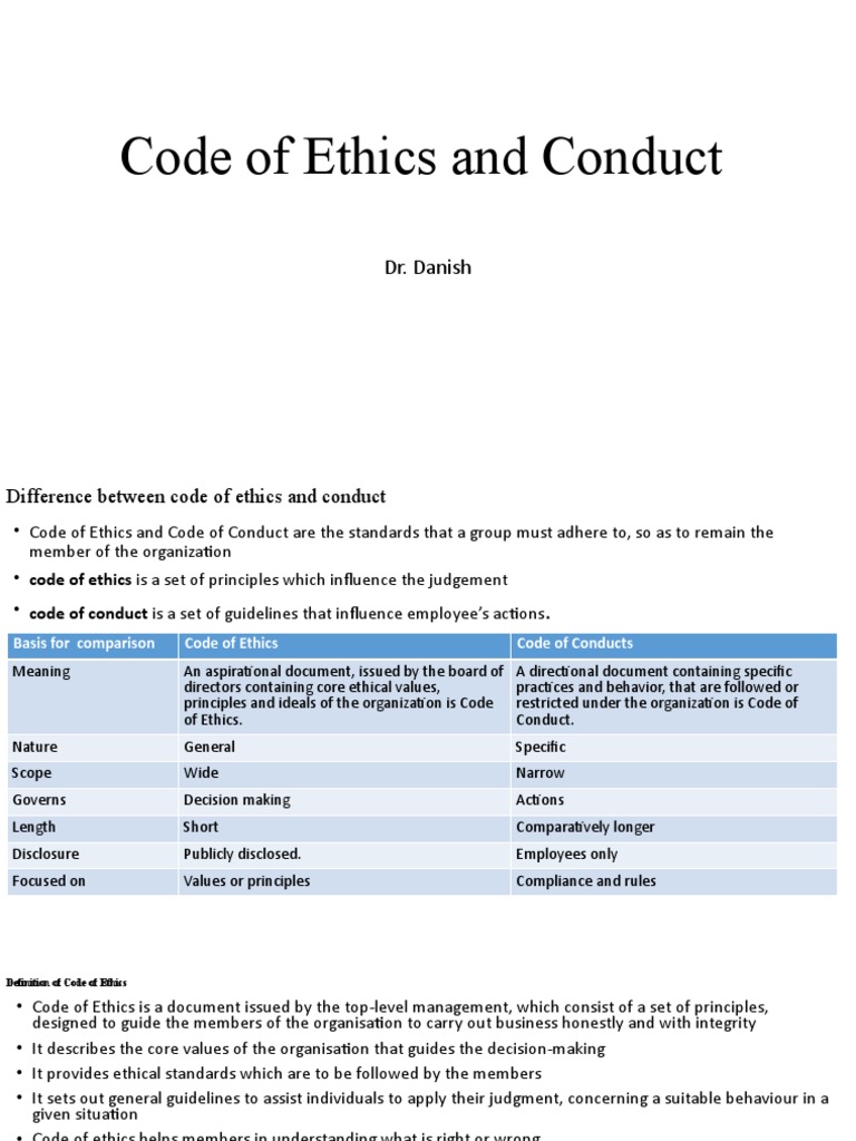 Code of Ethics and Conduct | PDF | Strategic Planning | Integrity