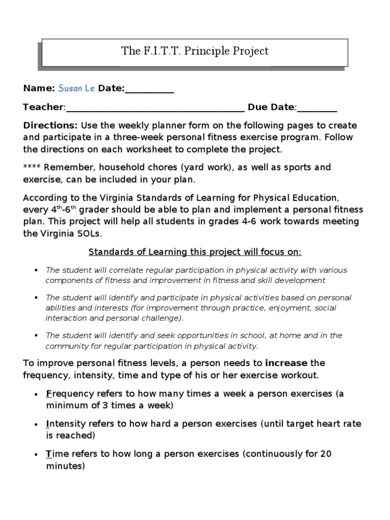 FITT Project | PDF | Physical Fitness | Physical Exercise