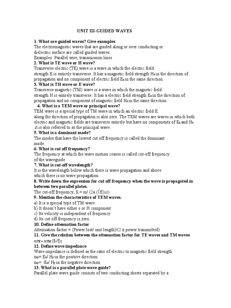 TLW Unit3 | PDF | Waveguide | Waves