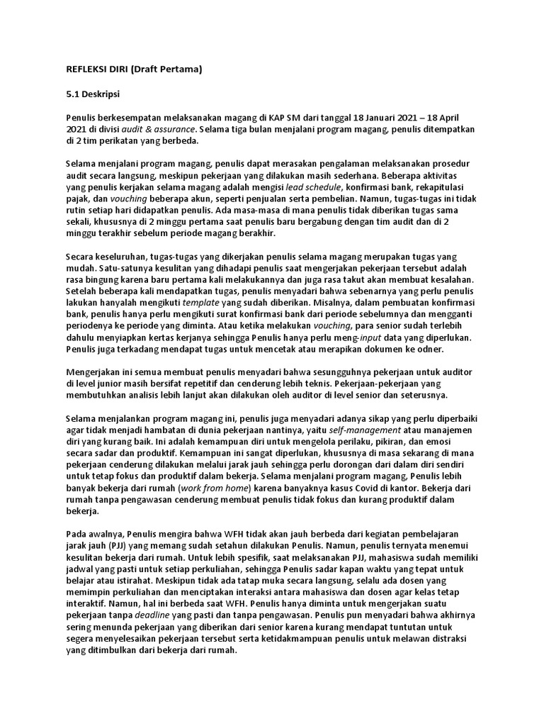Contoh Draf Refleksi Diri | PDF | Karier & Perkembangan