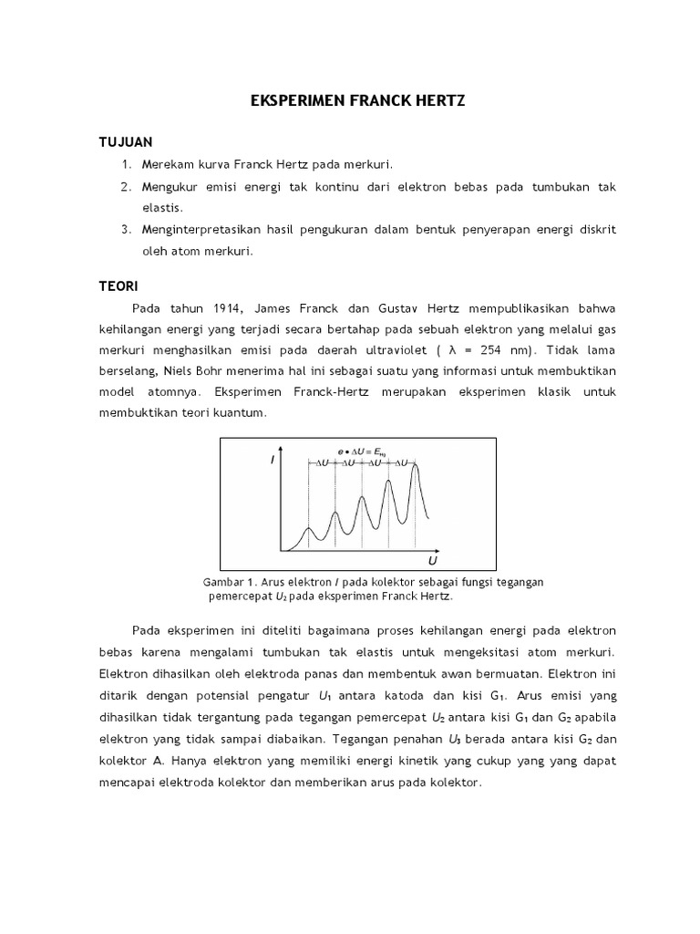 Laporan Pendahuluan EKSPERIMEN FRANCK HERTZ | PDF