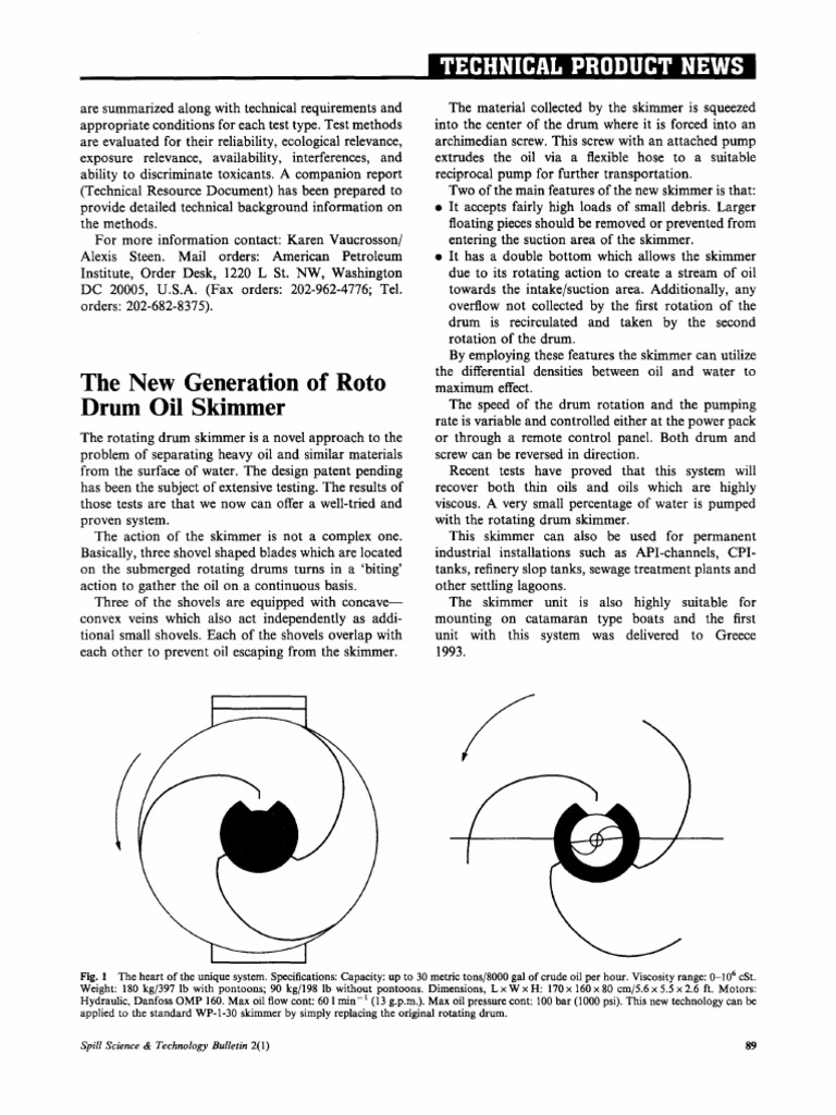 The New Generation of Roto Drum Oil Skimmer 1995 | PDF | Pump