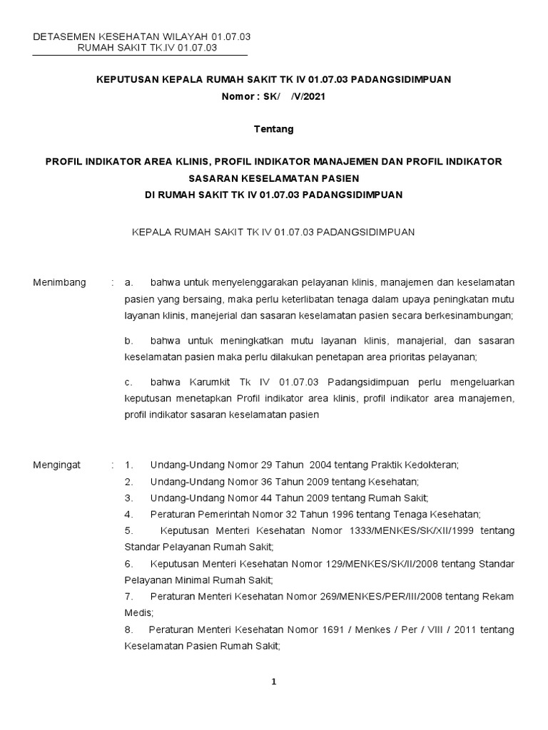 2.1 Profil Indikator Area Klinis, Profil Indikator Manajemen Dan Profil ...
