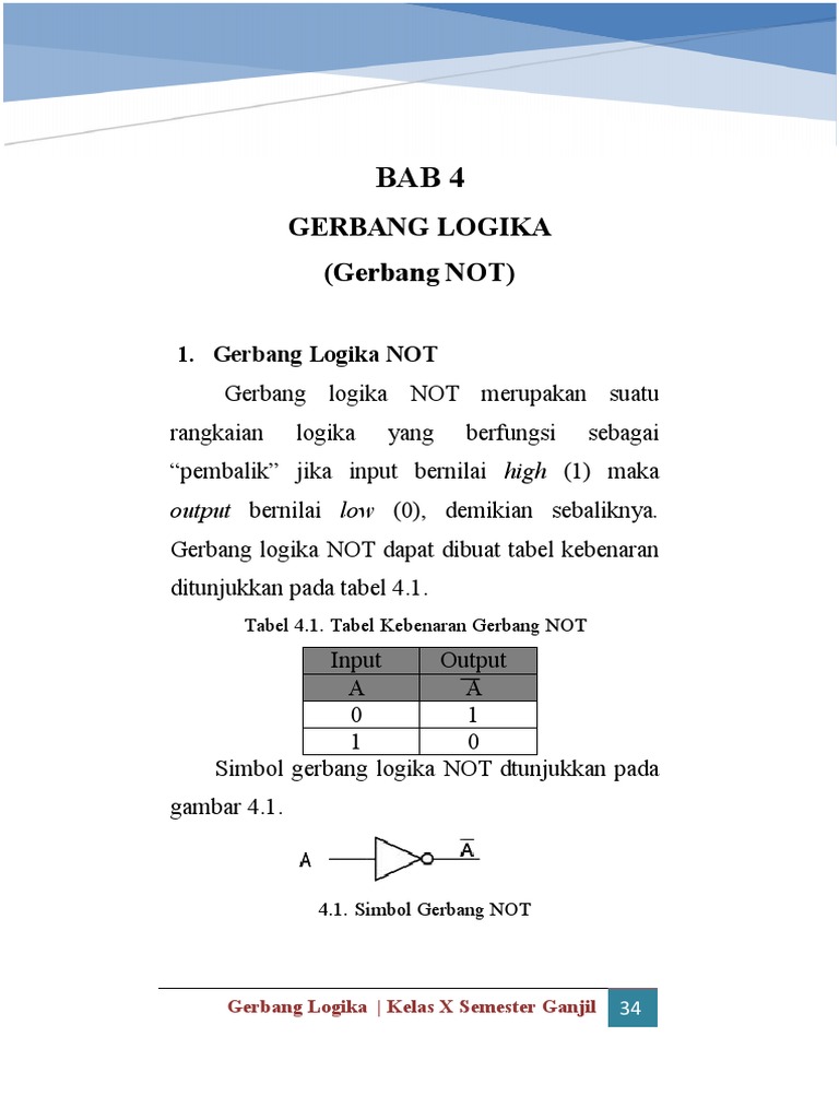 Gerbang Logika NOT dan Tabel Kebenaran | PDF