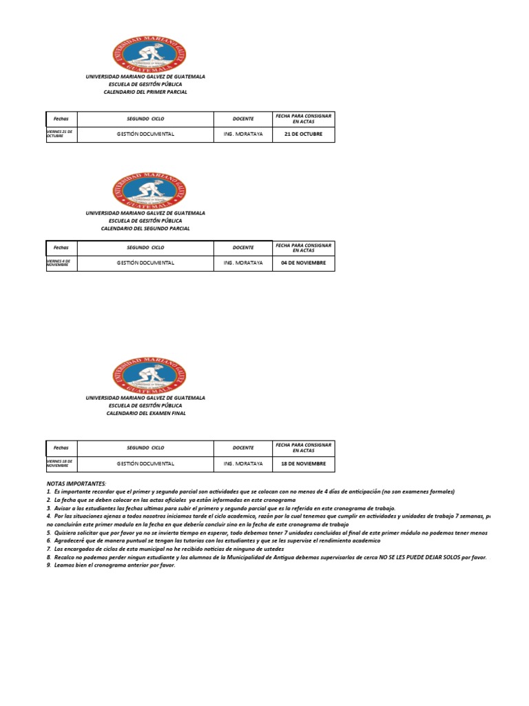 Calendario Tercer Modulo 2022 Octubre | PDF | Guatemala