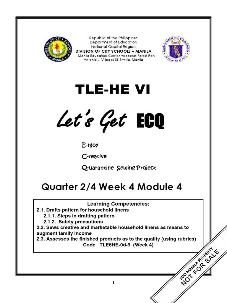 TLE-HE 6 - Q2 - Mod4 | PDF | Sewing | Rubric (Academic)