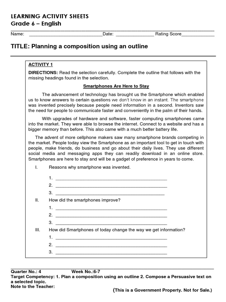 English 6 - Q4 - Las 4 RTP | PDF | Smartphone | Persuasion