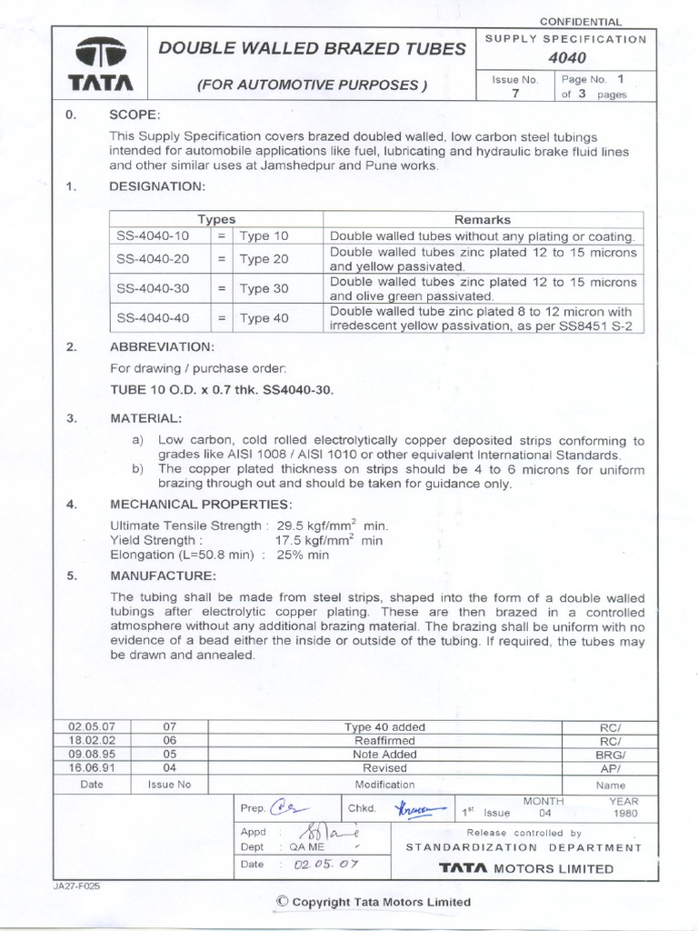 Ts4040 Double Walled Brazed Tubes | PDF | Pipe (Fluid Conveyance) | Rust