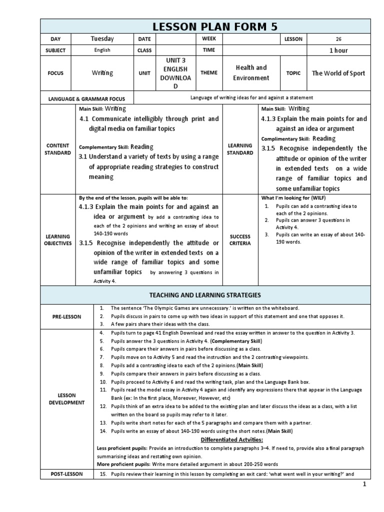 Lesson 26 Writing | PDF | Essays | English Language