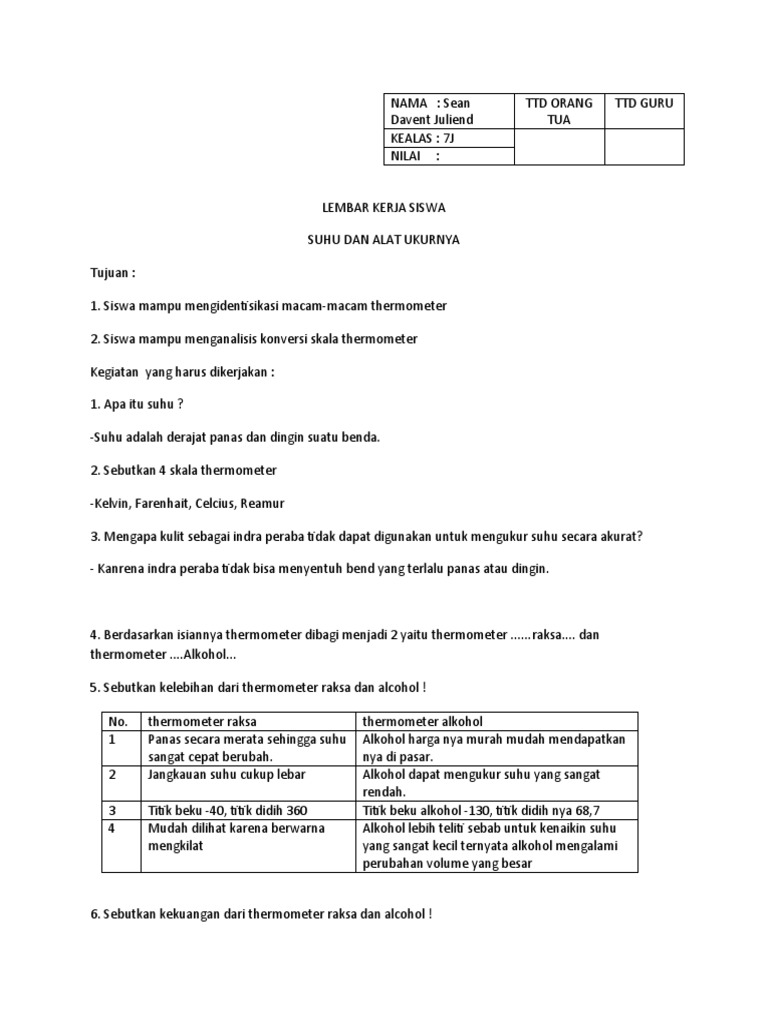LKPD Termometer | PDF