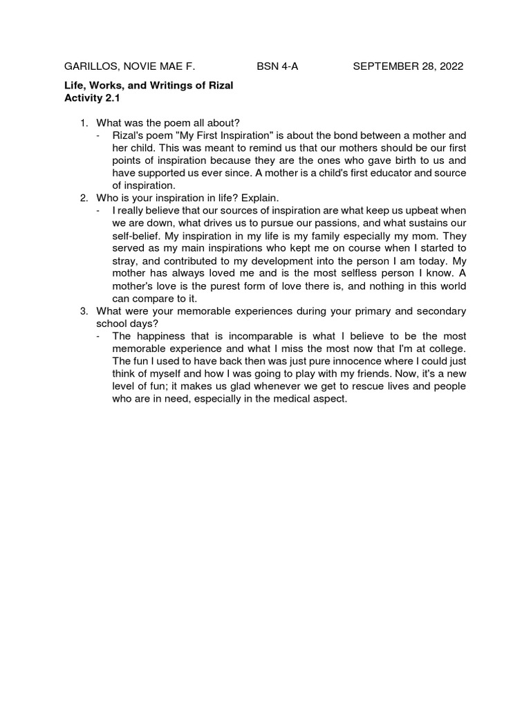 Rizal Activity 2.1 | PDF