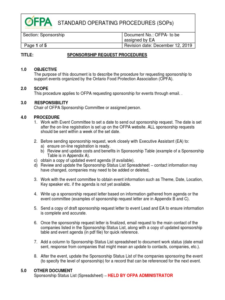 Sponsorship Sop | PDF